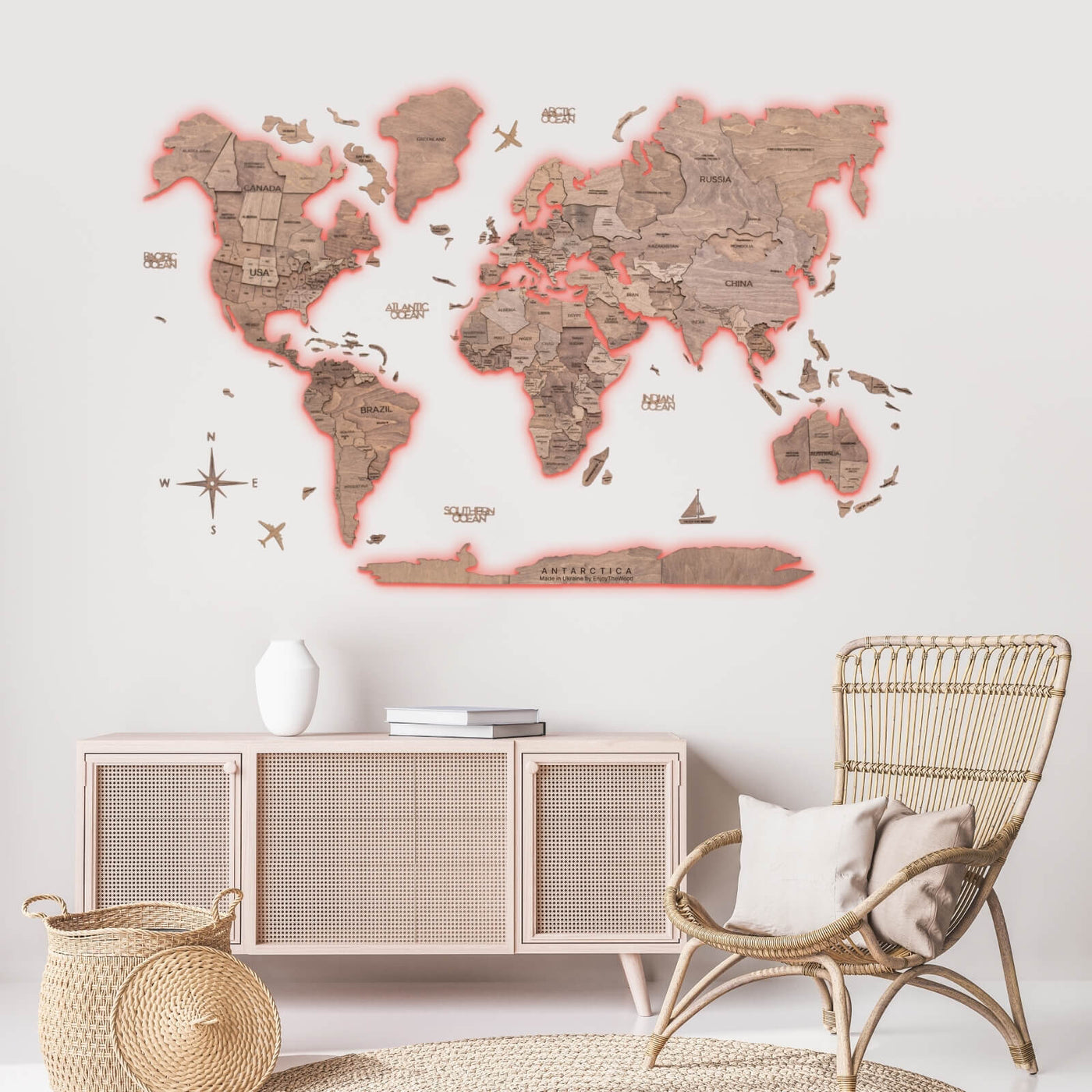 3D LED Wooden World Maps - Enjoy The Wood → Order Now