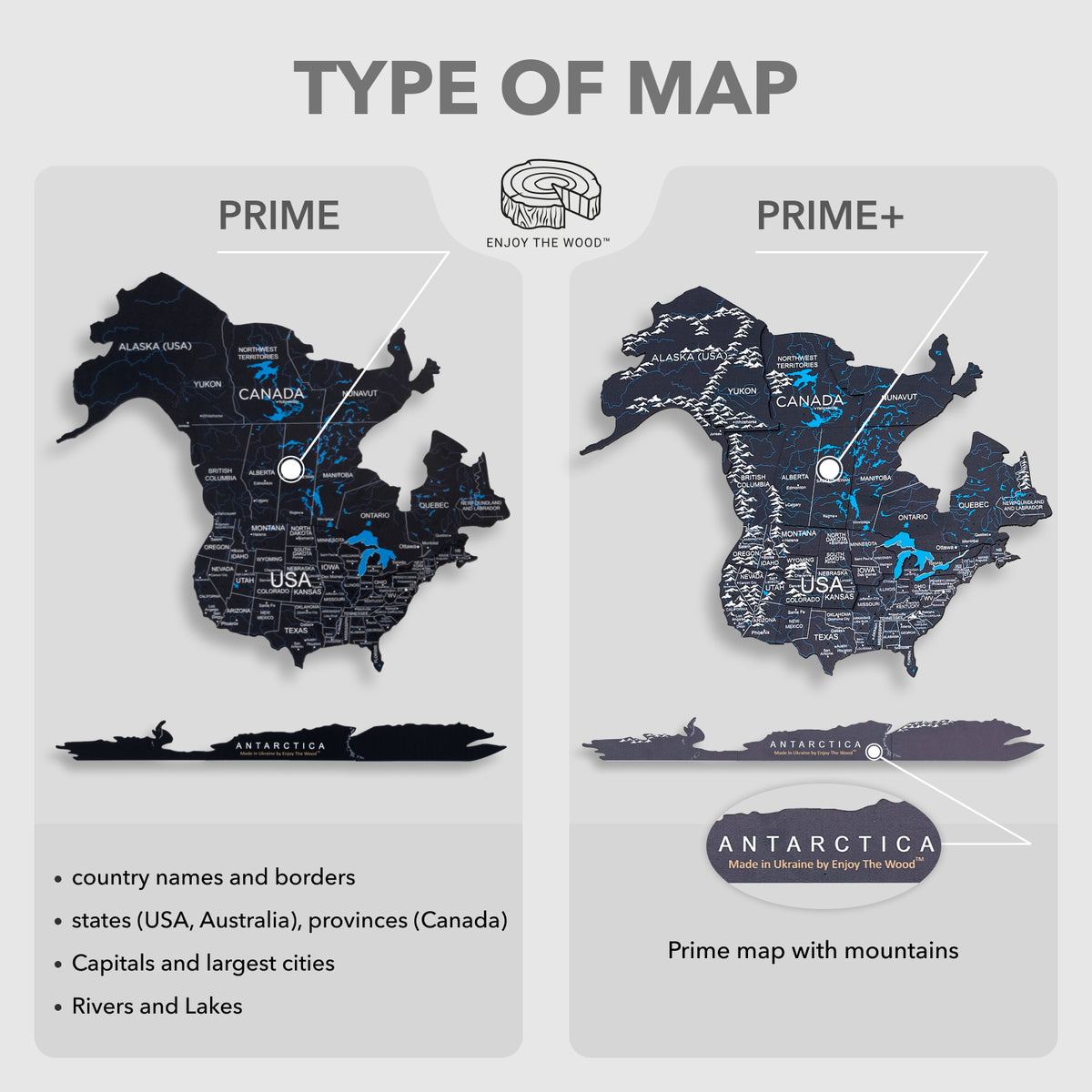 3D LED / LUMINOUS Wooden World Map Midnight ‣ Order Now