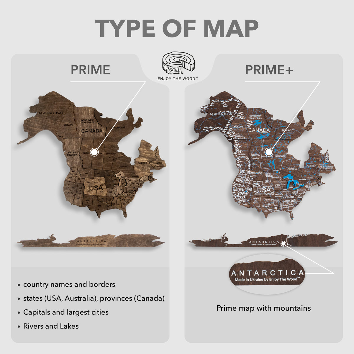 3D LED Wooden World Map → Dark Walnut → Enjoy The Wood