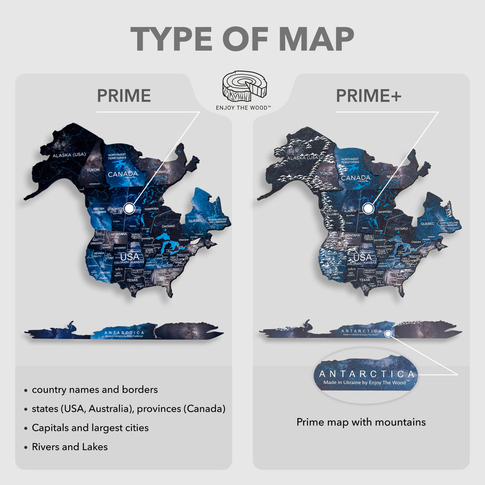 3D LED / LUMINOUS Wooden World Map Space ‣ Order Now