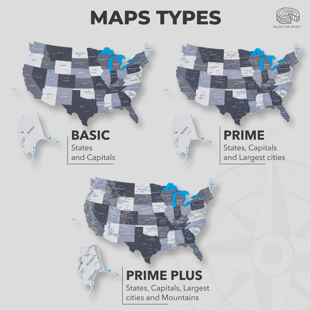 Wooden 3d Map of USA - Nordik • Enjoy The Wood