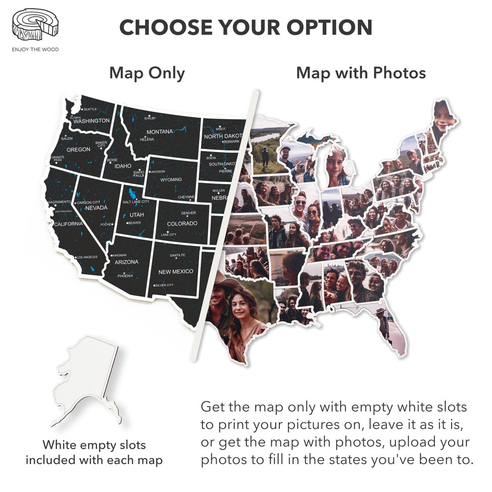 USA Photo Map Midnight • Enjoy The Wood