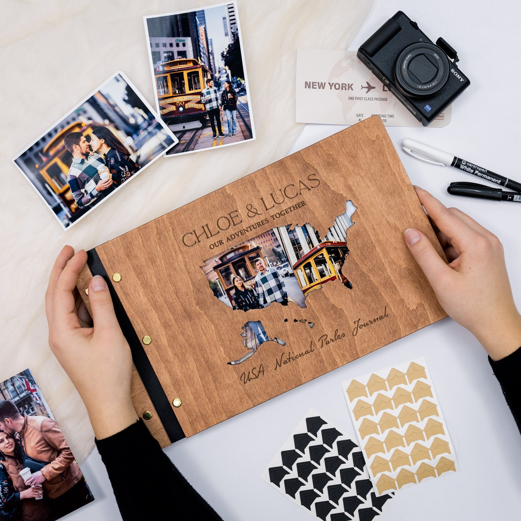 Wooden Photo Album - USA Map | Enjoy The Wood