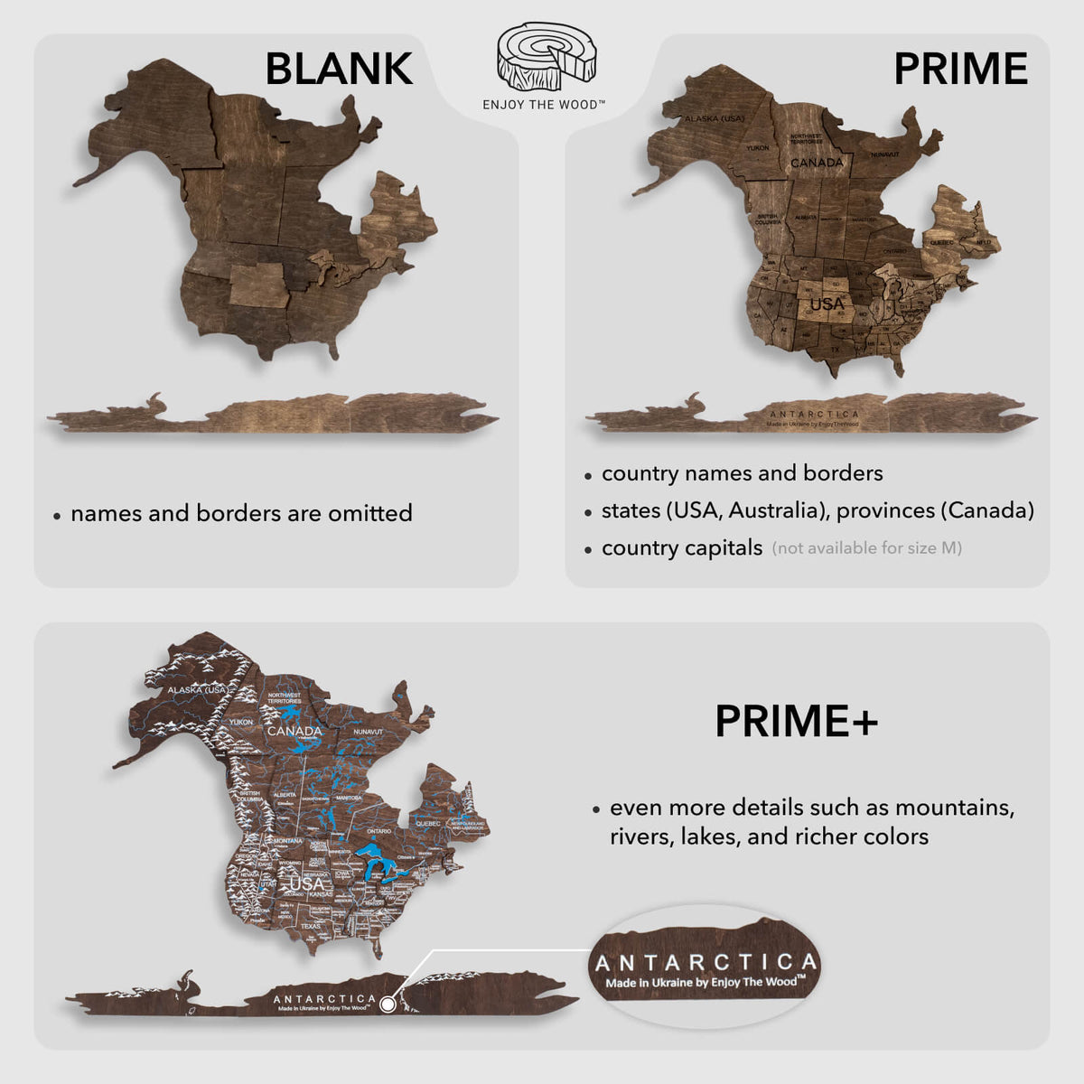 3D Wooden World Map Color Dark Walnut ‣ Enjoy The Wood