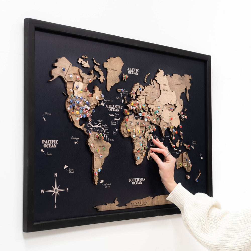 Wooden World Map Board - Enjoy The Wood - Order Now