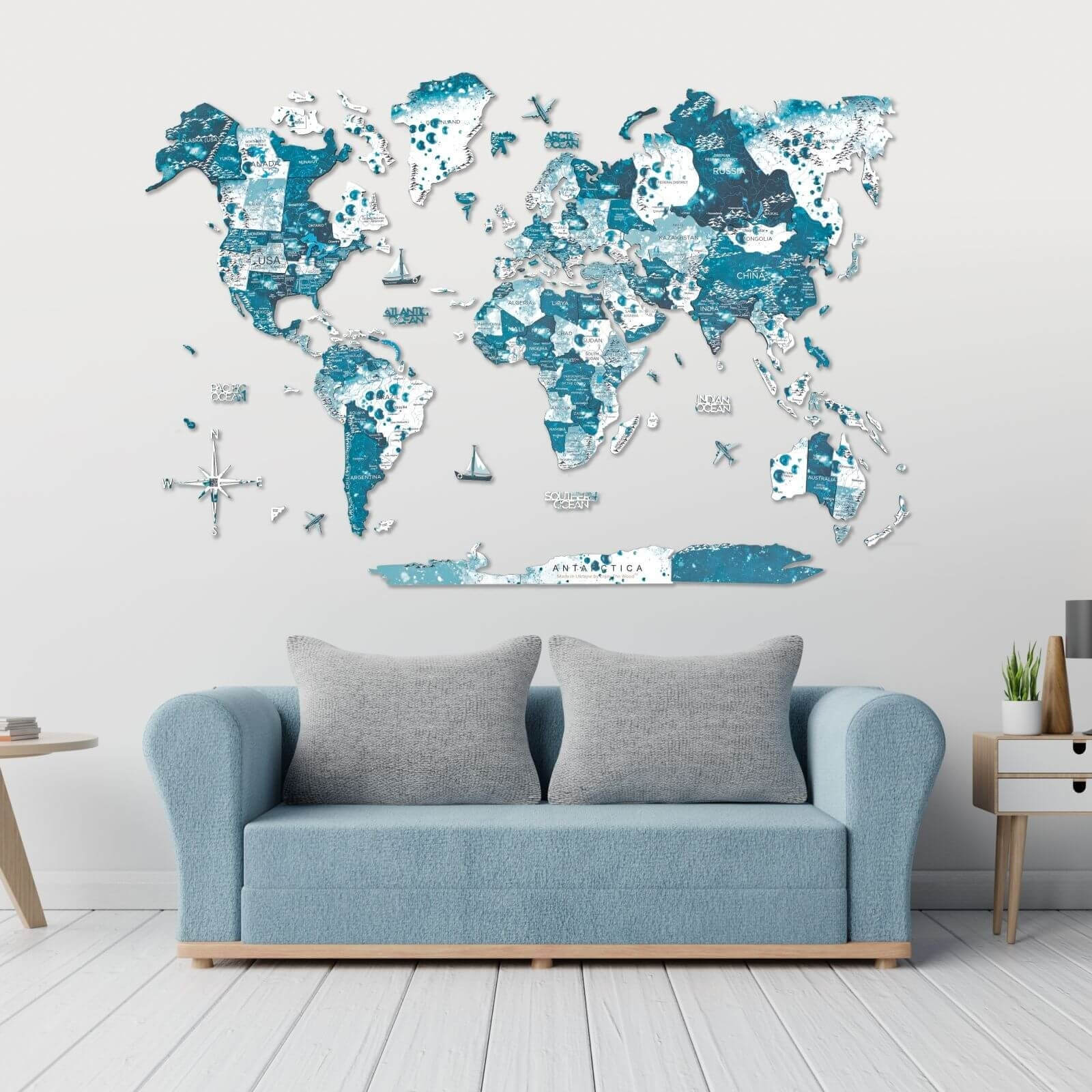 3D Wooden World Map Aurora ‣ Enjoy The Wood ‣ Order Now