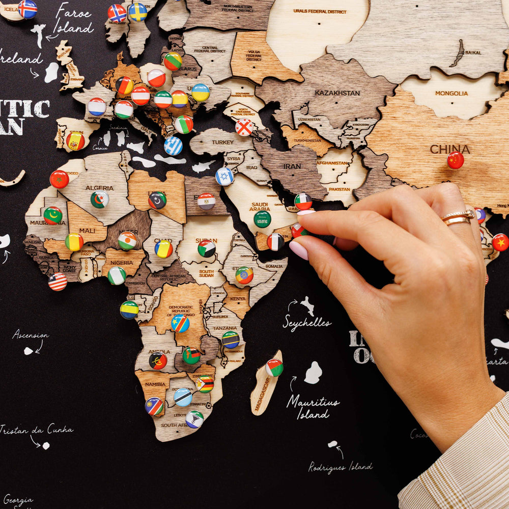 3D Wooden Panel World Map Multicolor → Enjoy The Wood