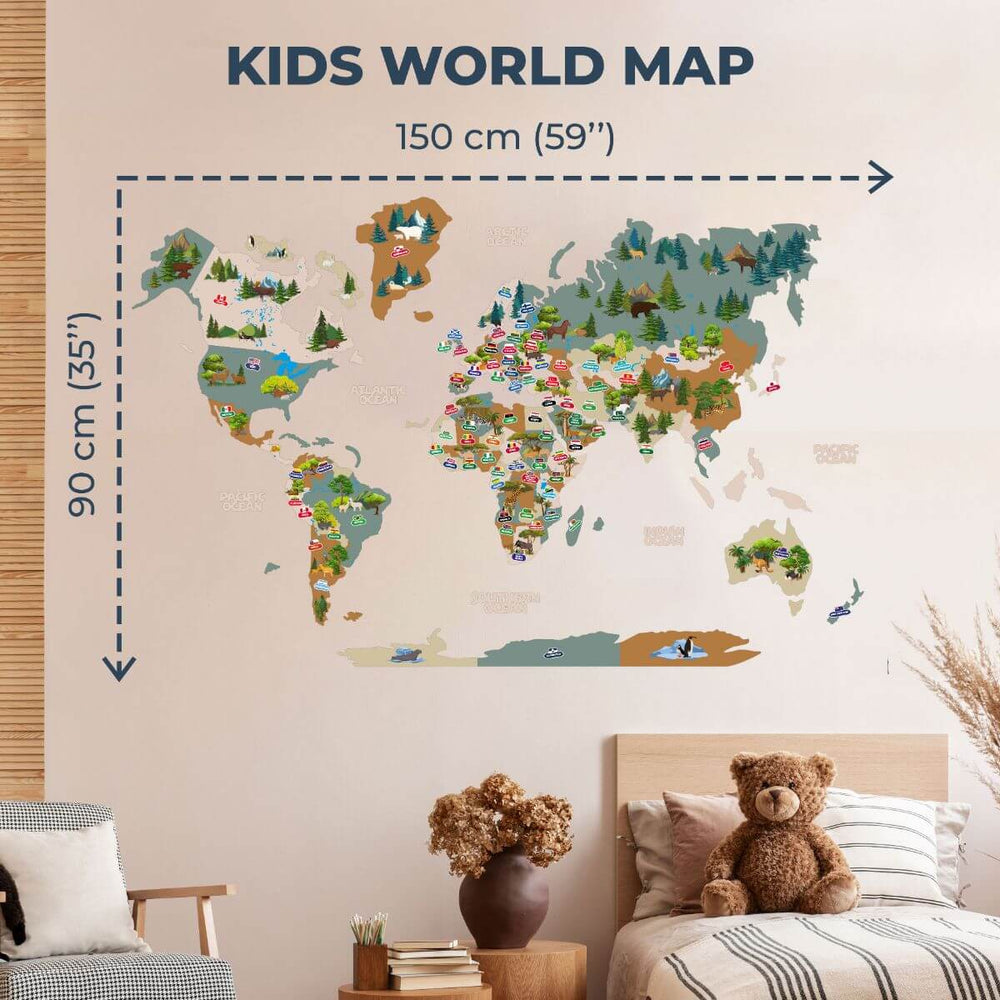 Kids Wall Map 🟆 Interactive Wall Map for Kids Enjoy The Wood
