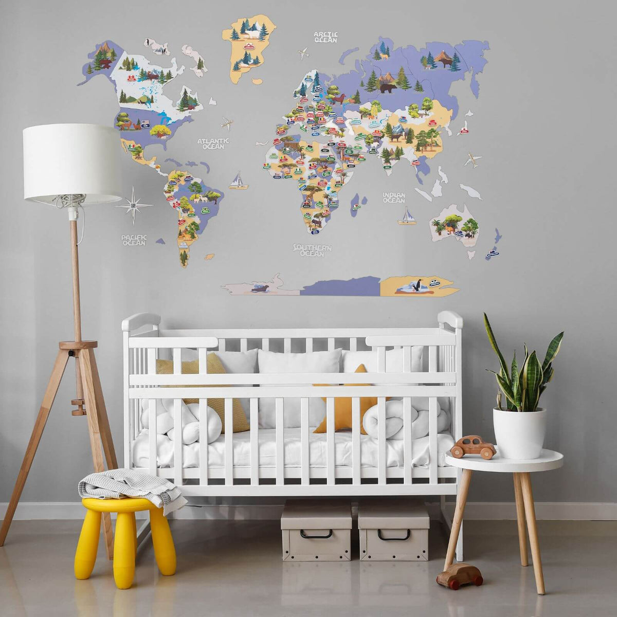 Kids World Map Khaki ‣ From Enjoy The Wood ‣ Order Now