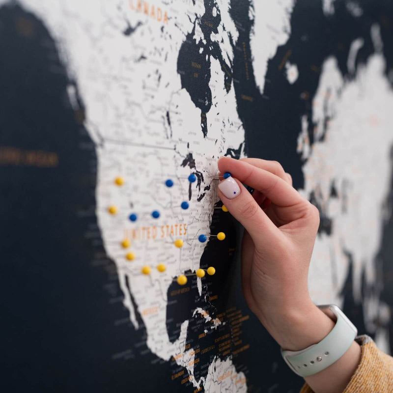 World Map on Canvas | Push Pin Travel Map