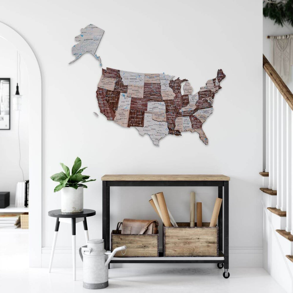 USA Wooden Maps • Wood Maps Wall Art Decor • Order Now