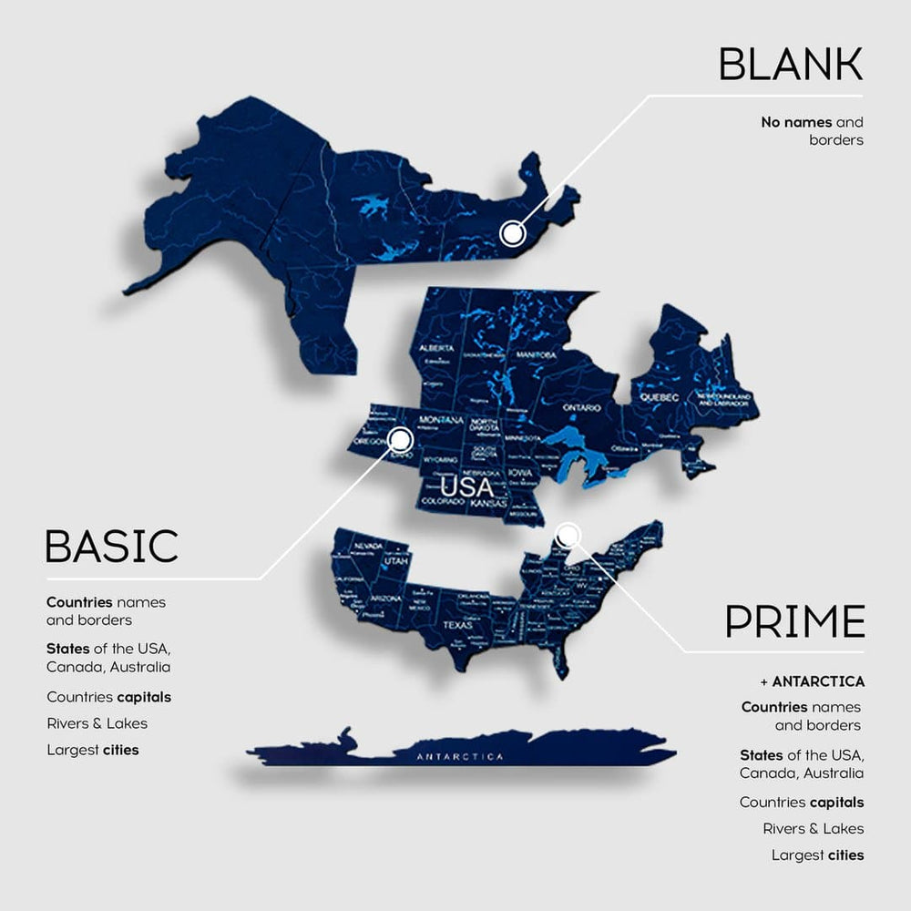 Wooden World Map Navy Blue from Enjoy The Wood ‣ Good Price, Reviews