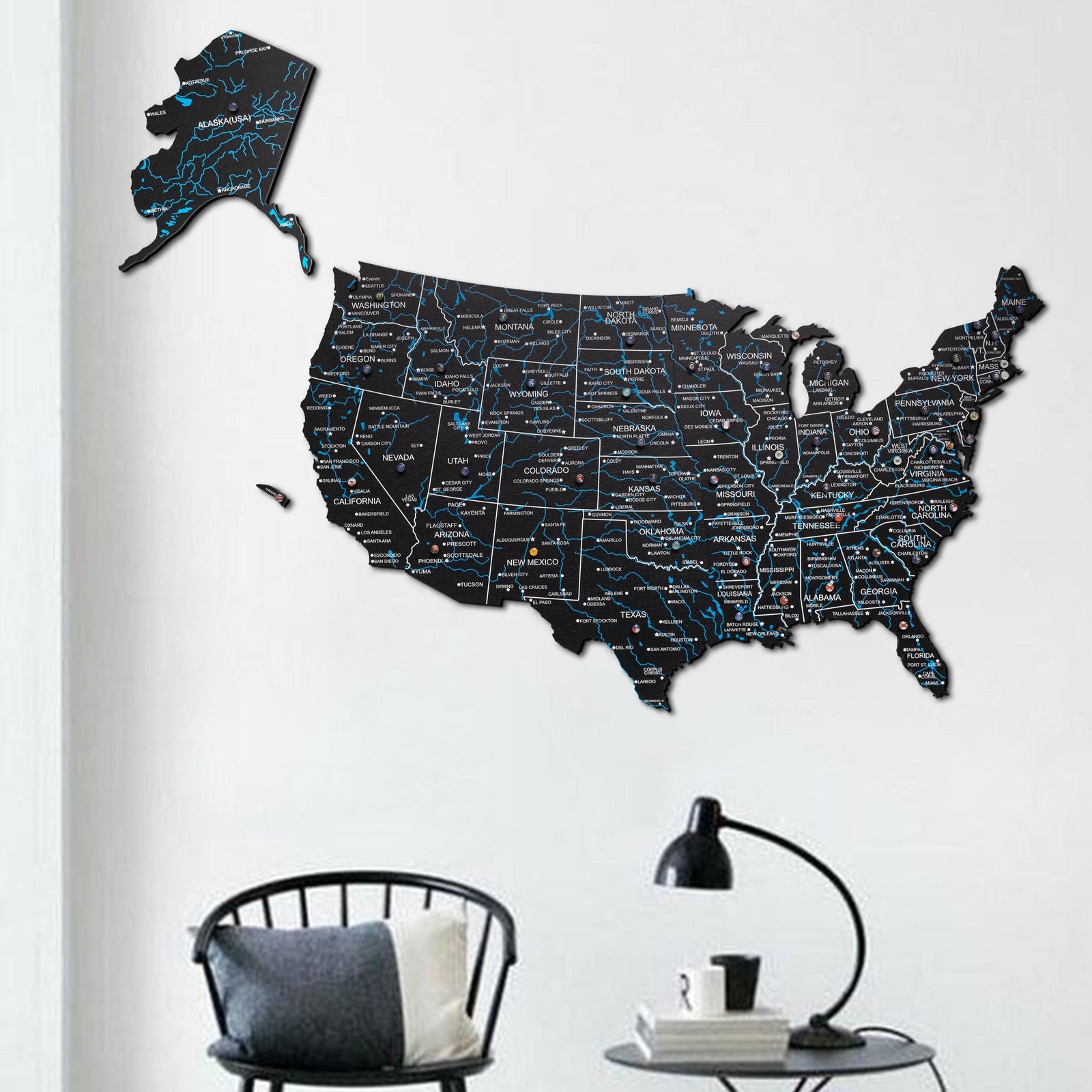 USA Wooden Maps, United States Wood Maps for Wall Art Decor