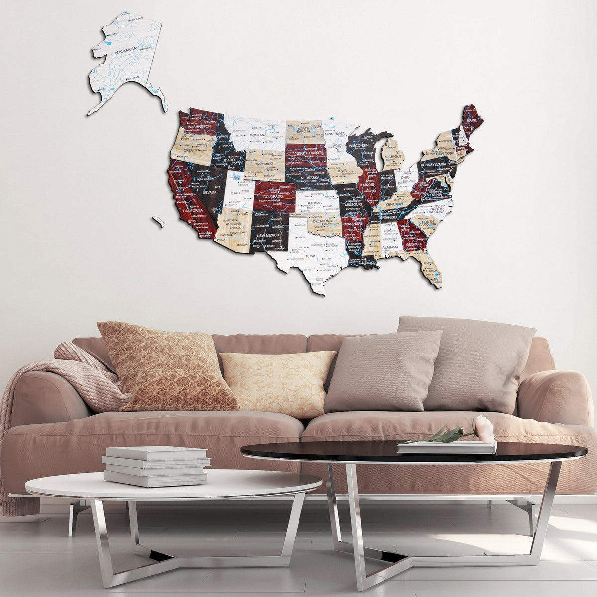 USA Wooden Maps • Wood Maps Wall Art Decor • Order Now
