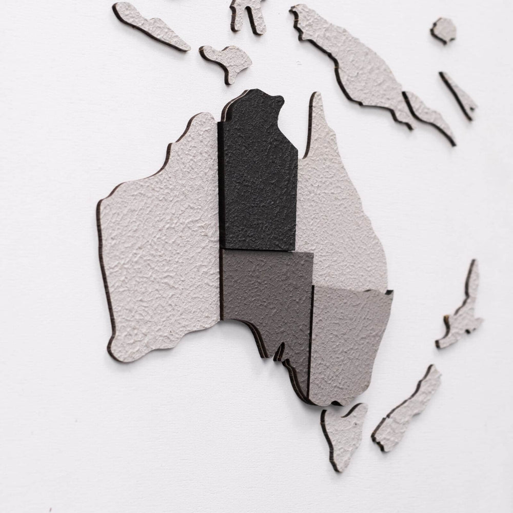 3D Wooden World Map Concrete - Enjoy The Wood