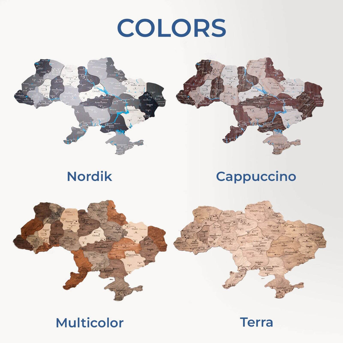 Wooden Map of Ukraine Multicolor from Enjoy The Wood