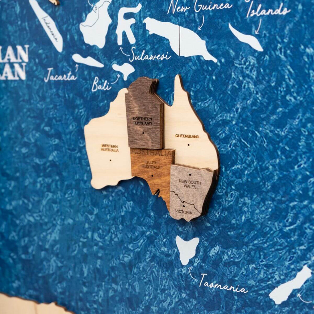 3D Wooden Triptych World Map Multicolor → Enjoy The Wood