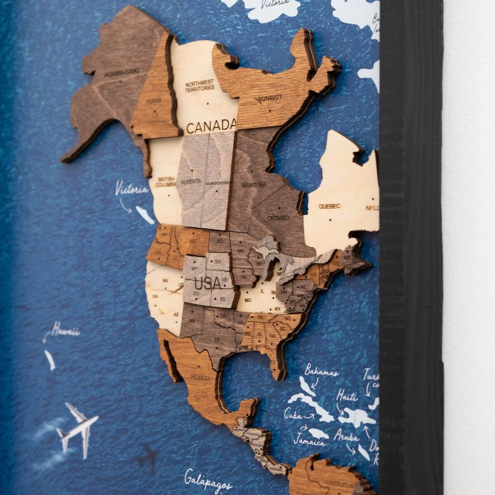 3D Wooden Triptych World Map Multicolor → Enjoy The Wood